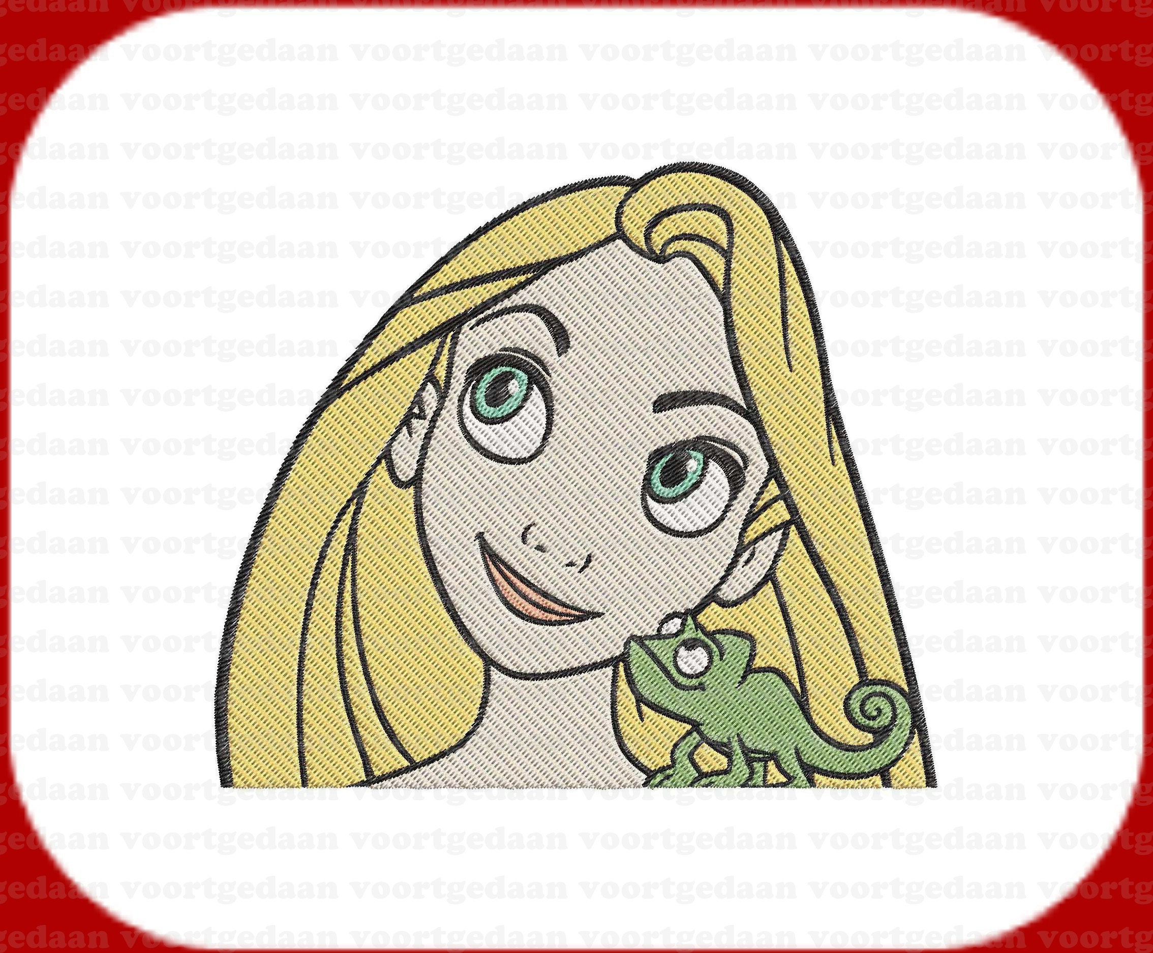 Rapunzel With Pascal Tangled Filled 01 Embroidery Design - Etsy