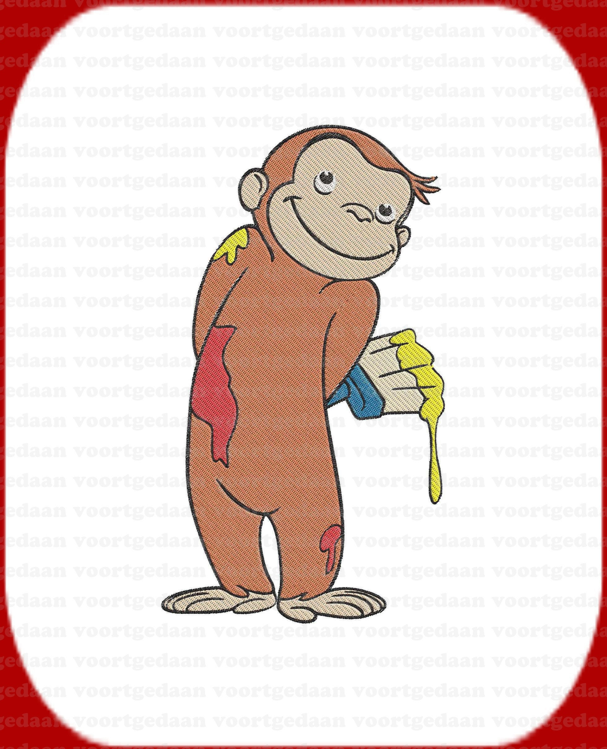 Curious George Loves To Paint Filled Embroidery Design | Etsy