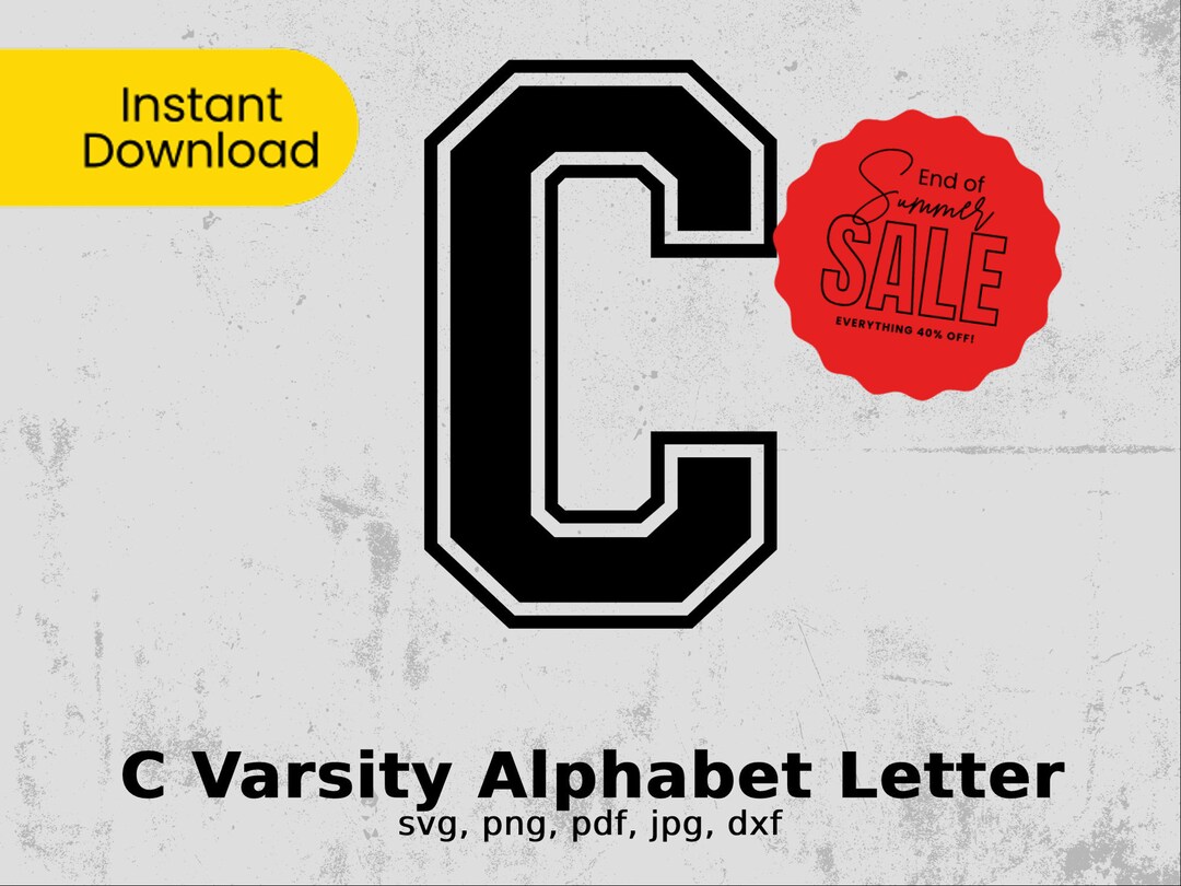 C Varsity Font Letter Capital Letter of the Alphabet Svg - Etsy