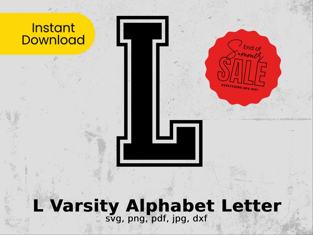 L Varsity Font Letter Capital Letter of the Alphabet Svg - Etsy