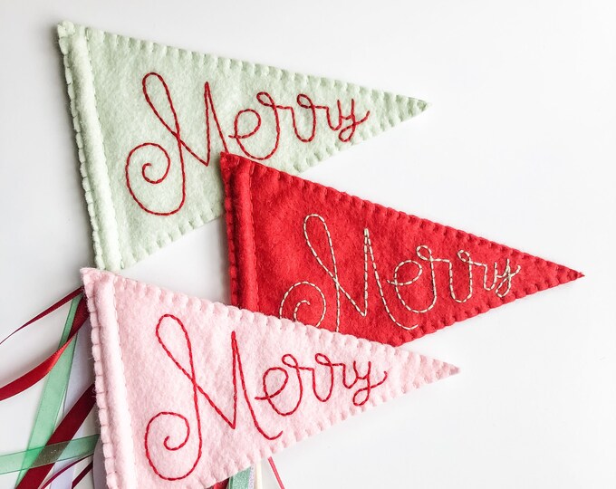 Handmade Felt Christmas Flag, Christmas Pennant, Merry Flag, Merry ...