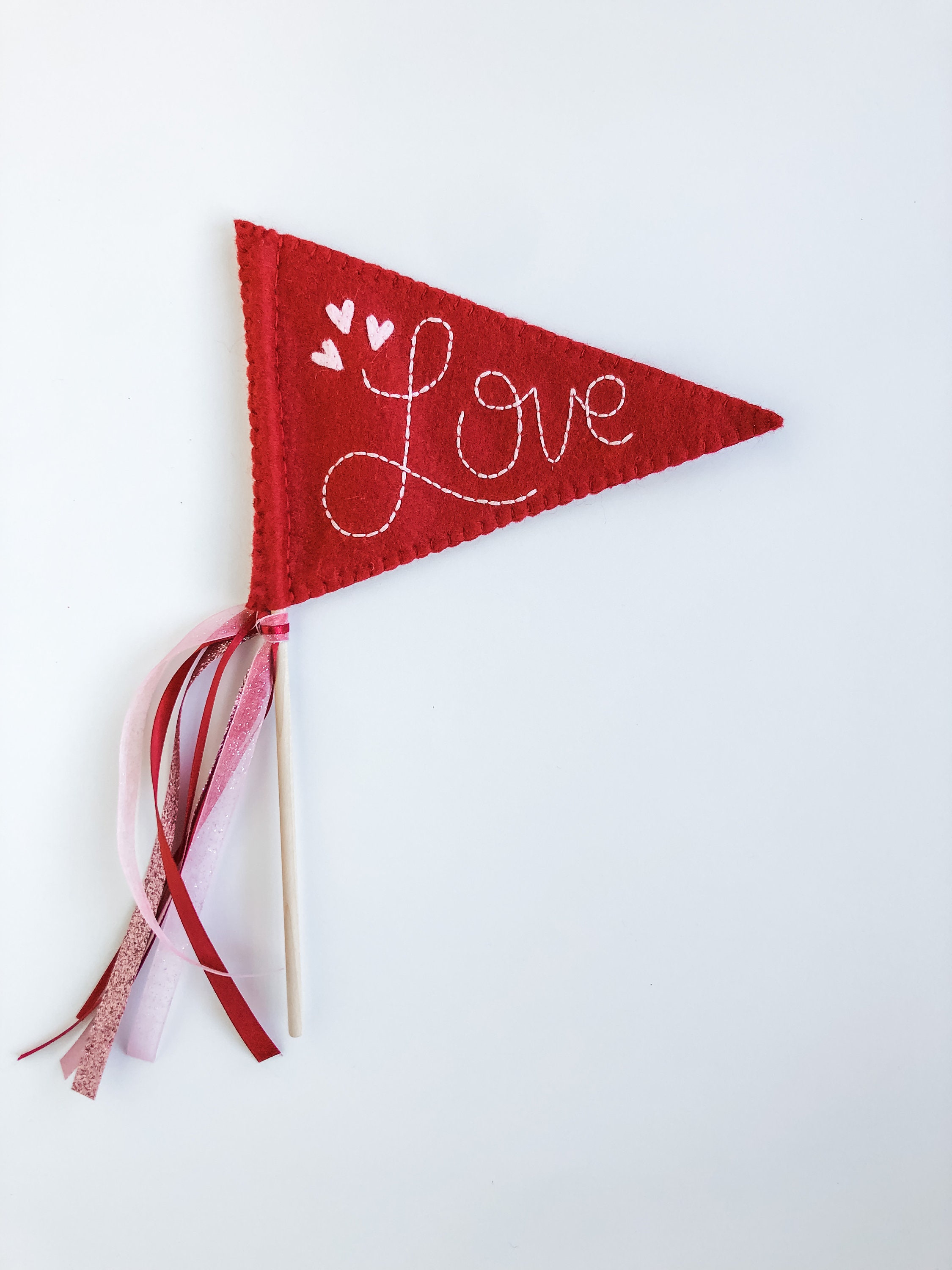 Handmade Felt Valentines Day Flag, Valentines Day Pennant, Love Flag ...