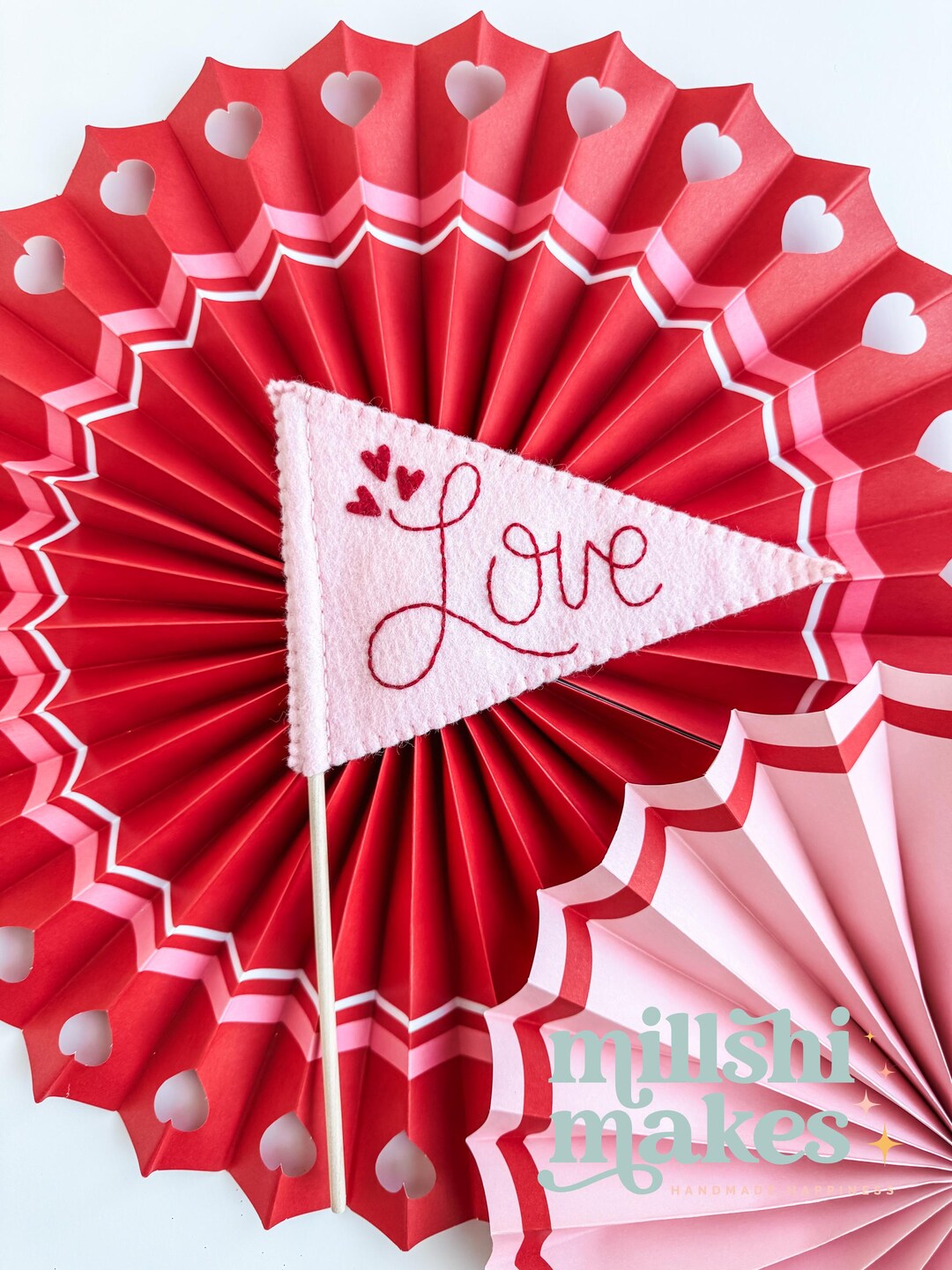 Hand Embroidered Felt Valentine’s Day Flag - Etsy