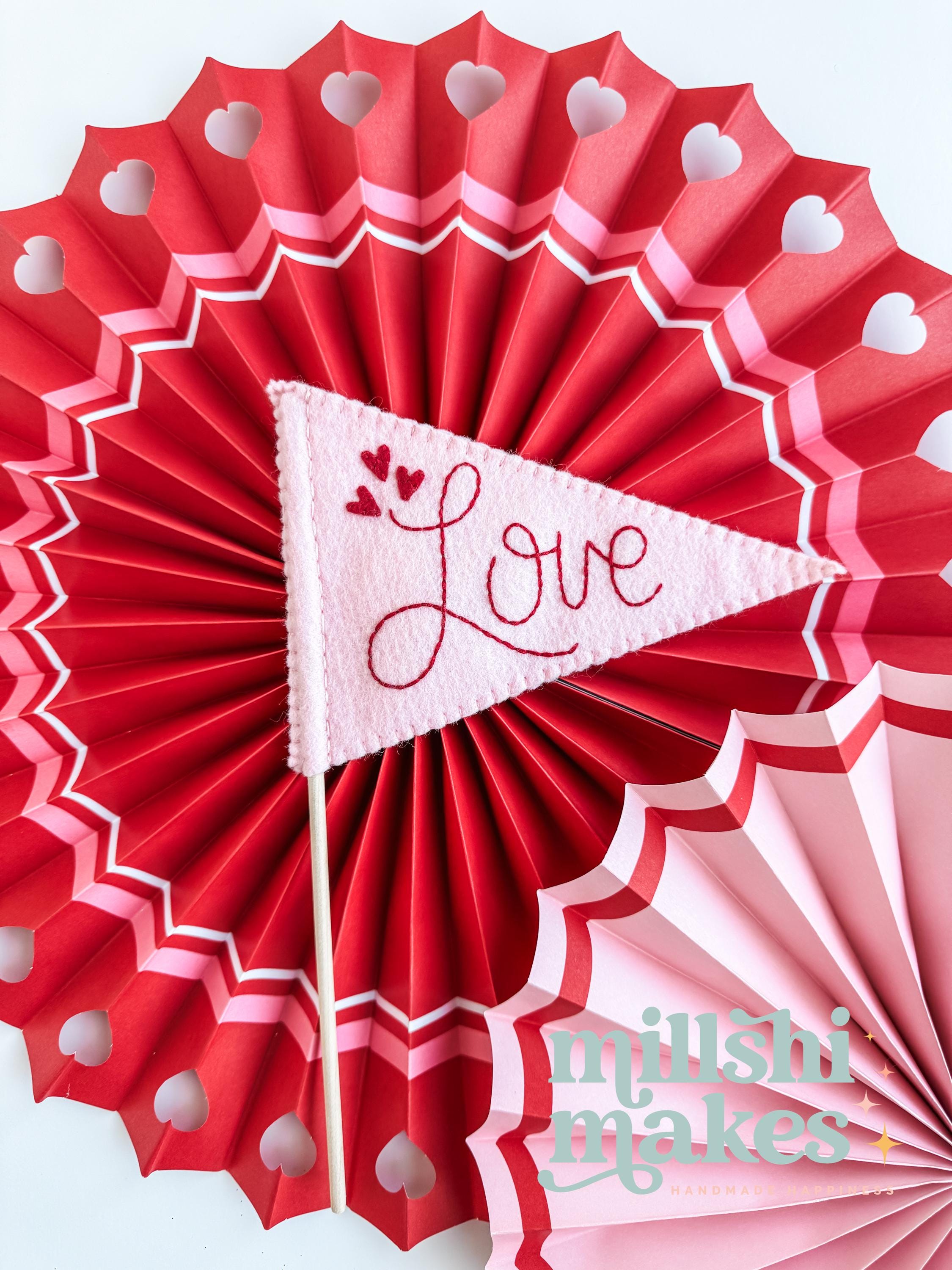 Handmade Felt Valentine’s Day Flag, Valentine’s Day Pennant, Love Flag ...