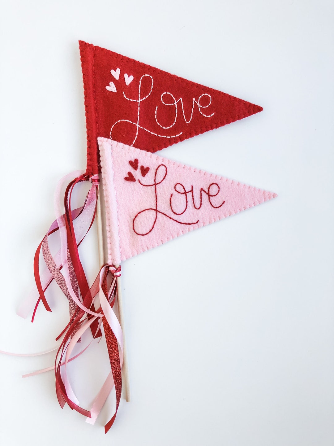 Handmade Felt Valentines Day Flag, Valentines Day Pennant, Love Flag ...