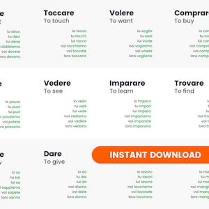 25 Most Used Italian Verbs in the Present Tense - Etsy