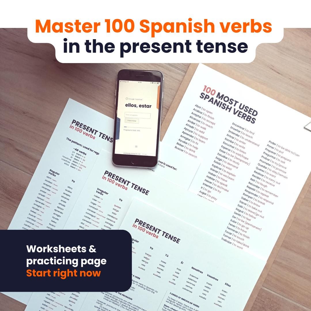 Learn 100 Spanish Verbs in the Present Tense - Etsy