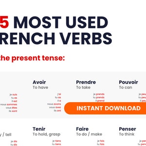 25 Most Used Verbs in French - PDF - Etsy