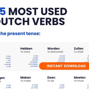 25 Most Used Dutch Verbs in the Present Tense - Etsy
