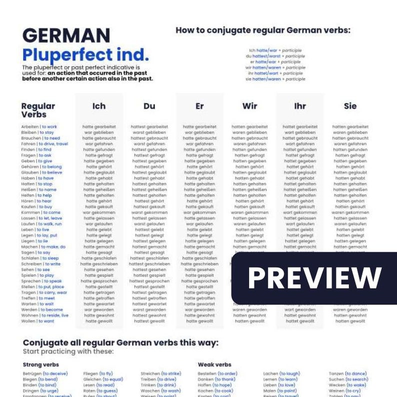 Master German Verbs: Full Conjugation Set - Etsy