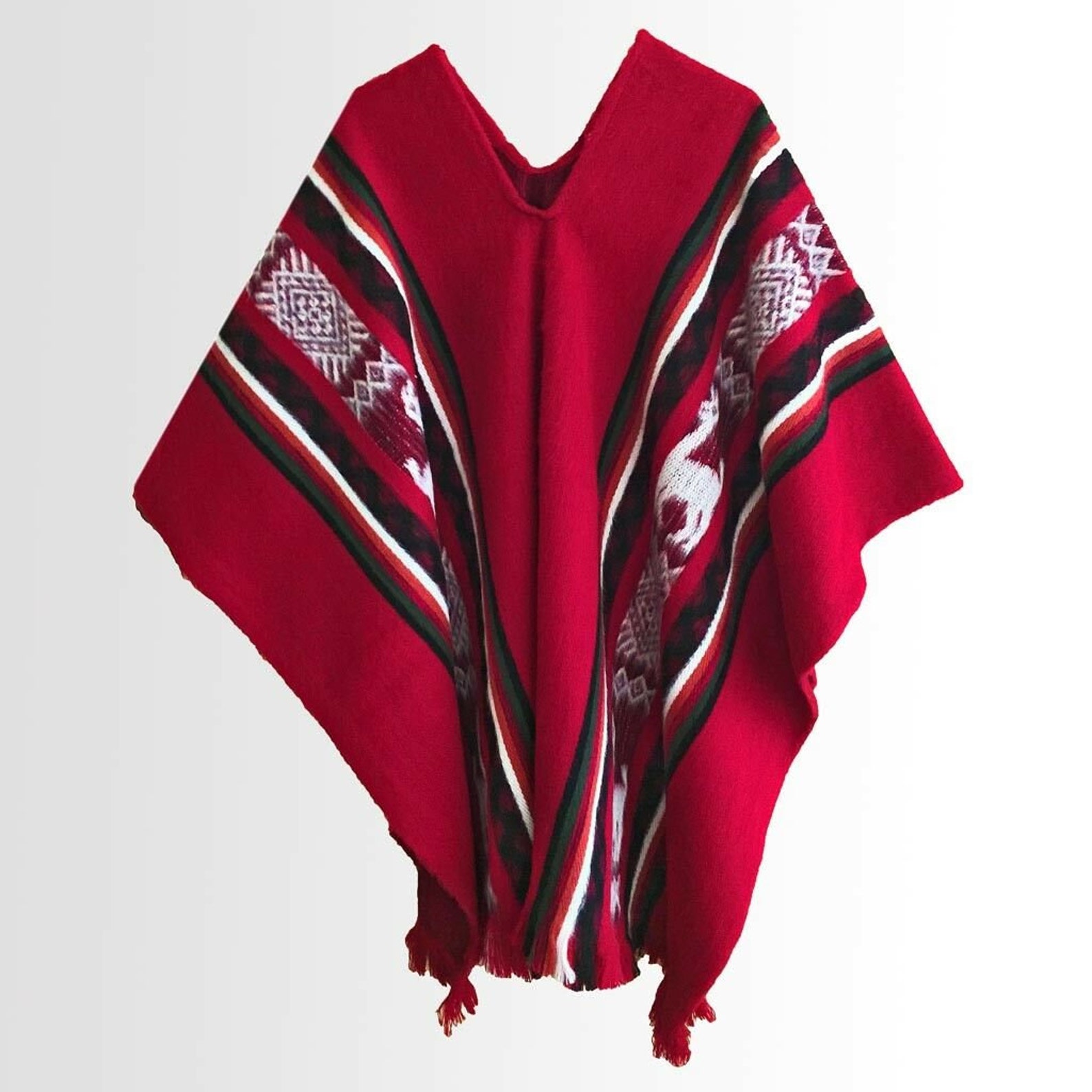 Poncho de lana de alpaca hecho en Otavalo Ecuador Hermoso y | Etsy