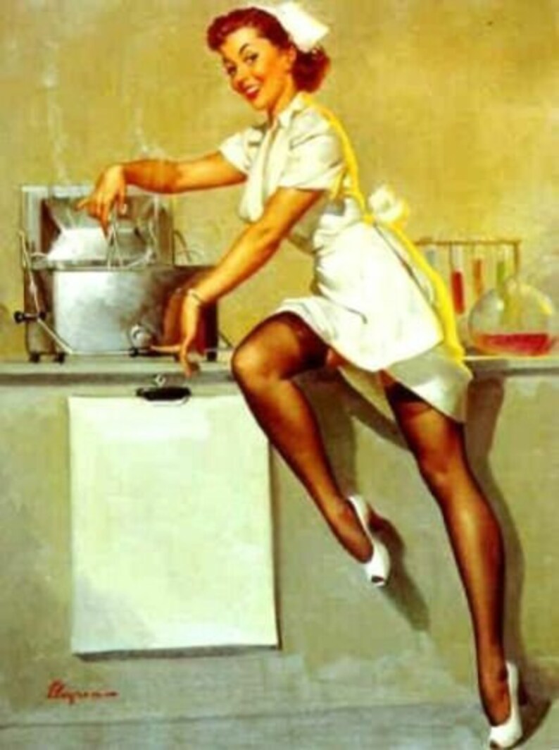 Sexy Nurse Pin Up Gil Elvgren Advertisement Retro Metal Tin Etsy