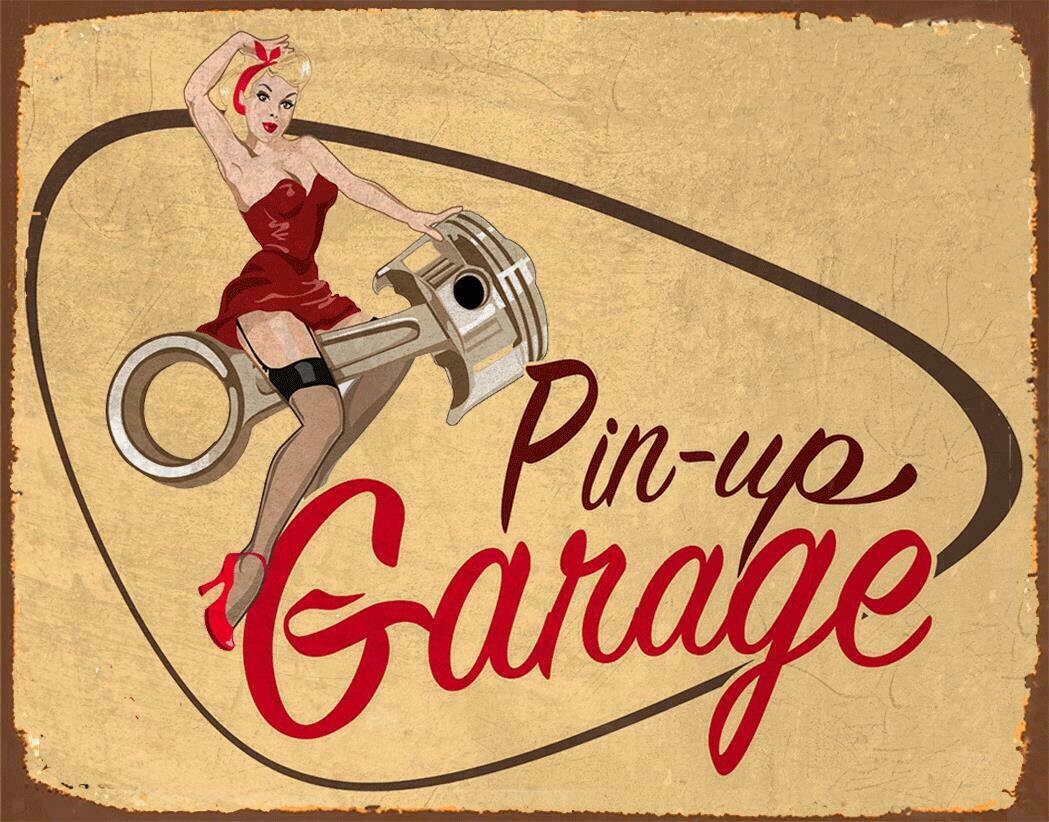 Pin Up Girl Vintage Workshop Garage Metal Tin Sign Etsy