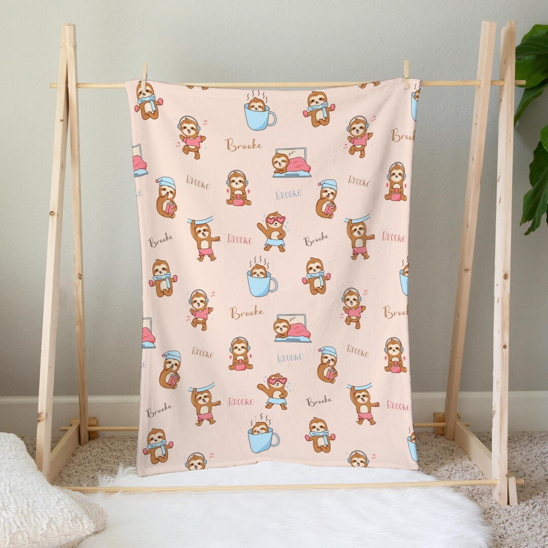 Cute Sloth Baby Blanket for Boys and Girls, Personalized Blanket With ...