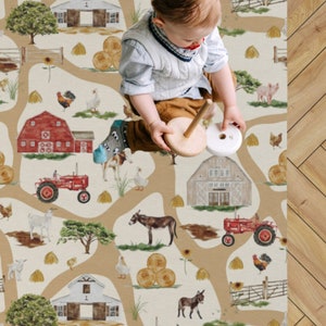 Farm Nursery Rug, Farm Nursery Decor, Farm Kids Play Rug, Farm Animals ...