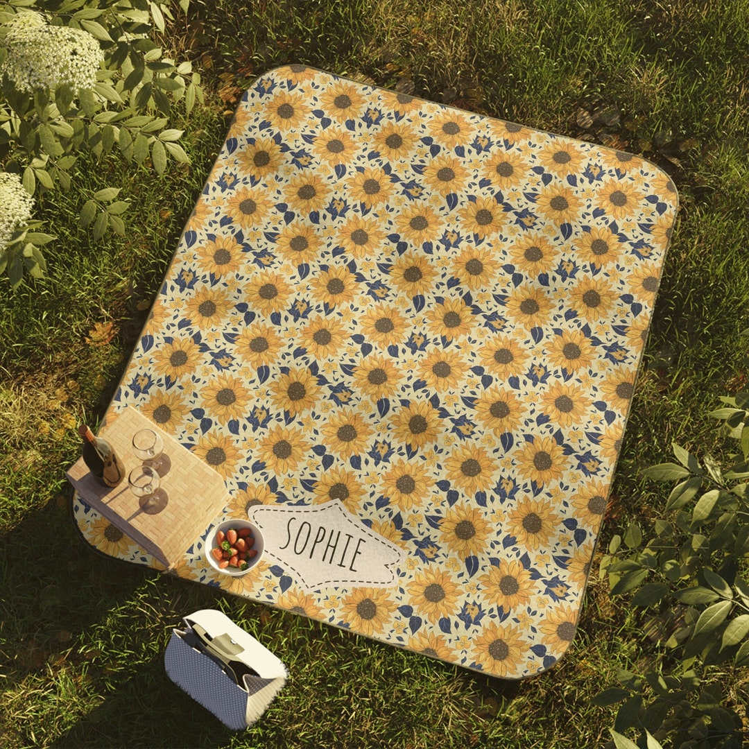 Personalized Sunflower Picnic Blanket Waterproof, Colorful Large Soft ... Personalized Sunflower Picnic Blanket Waterproof, Colorful Large Soft ...
