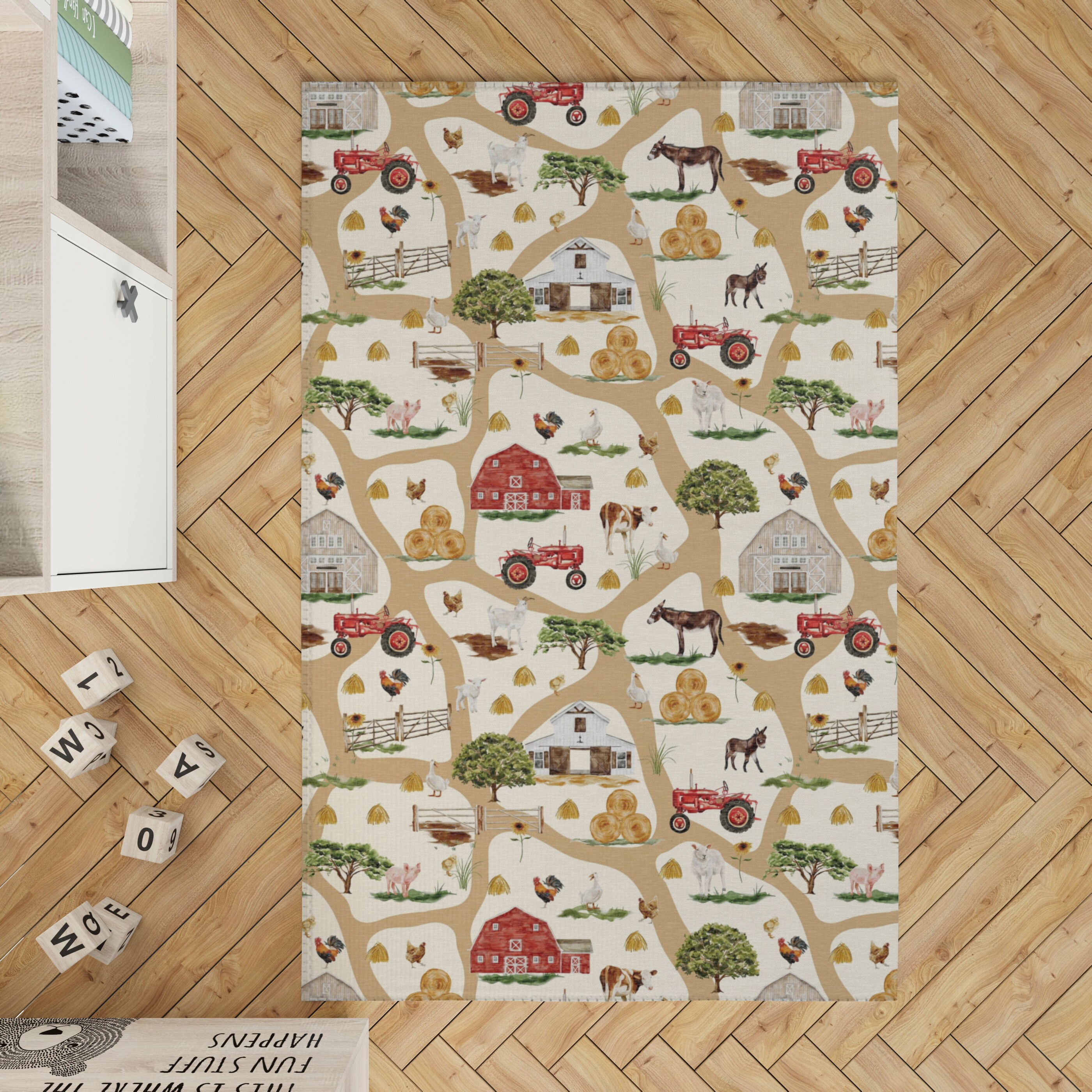 Farm Nursery Rug, Farm Nursery Decor, Farm Kids Play Rug, Farm Animals ...