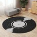 Retro Black and White Record Rug, Vintage Music Room Decor, Round Rug ...