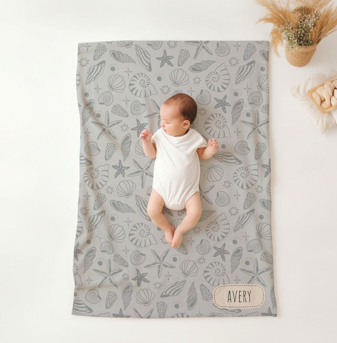Baby Boy Under the Sea Swaddle With Name, Personalized Coastal Baby ...
