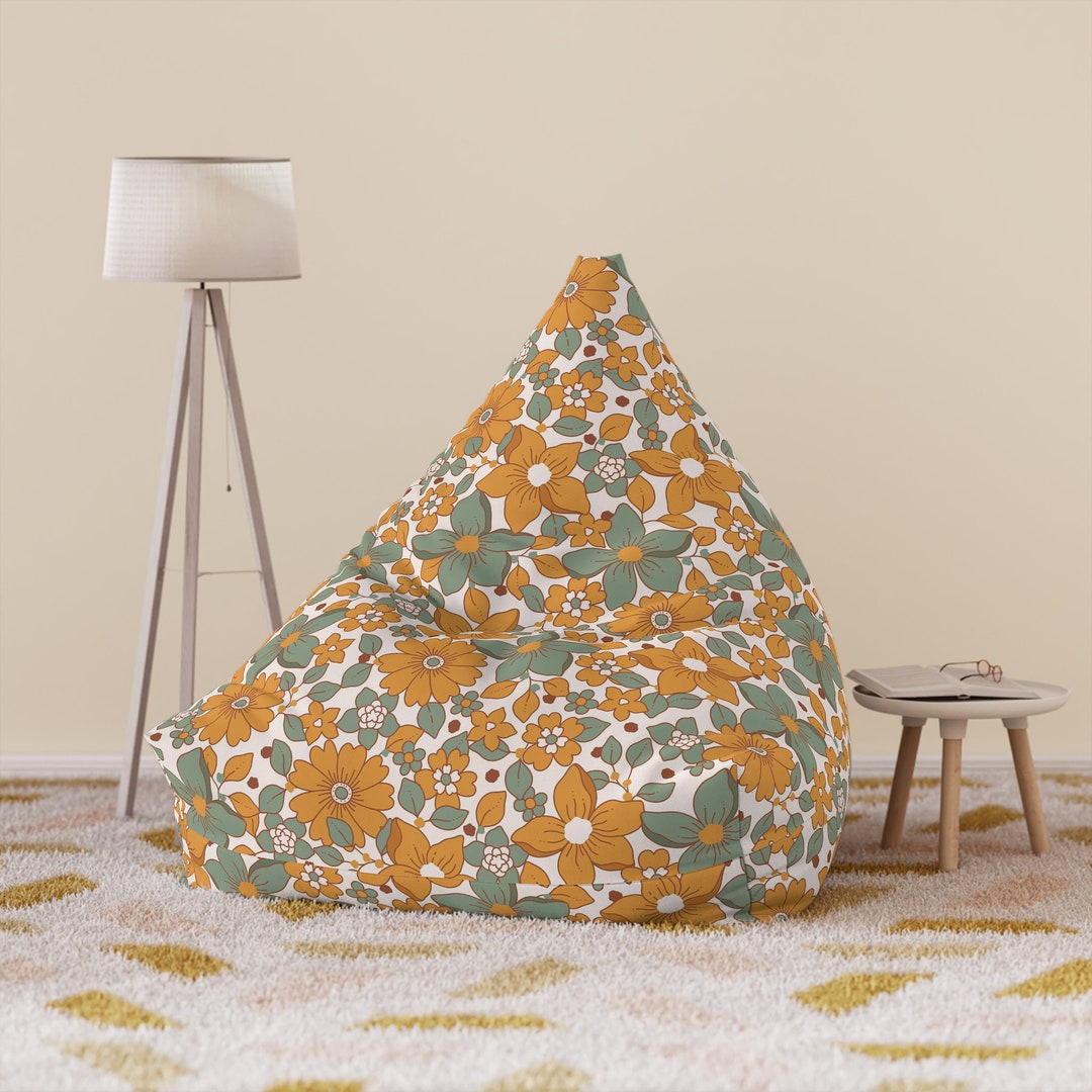Groovy 70s Floral Bean Bag Chair Cover, Bean Bag Chair Teens Adult ...