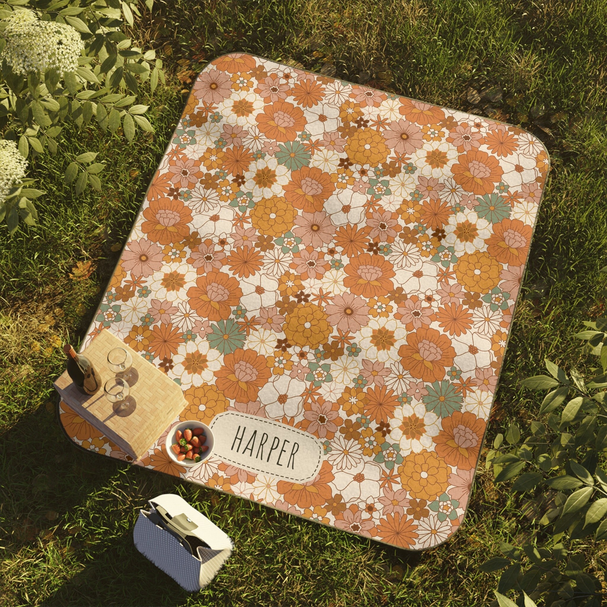 Personalized Aesthetic Boho Flower Picnic Blanket Waterproof, Daisy ...