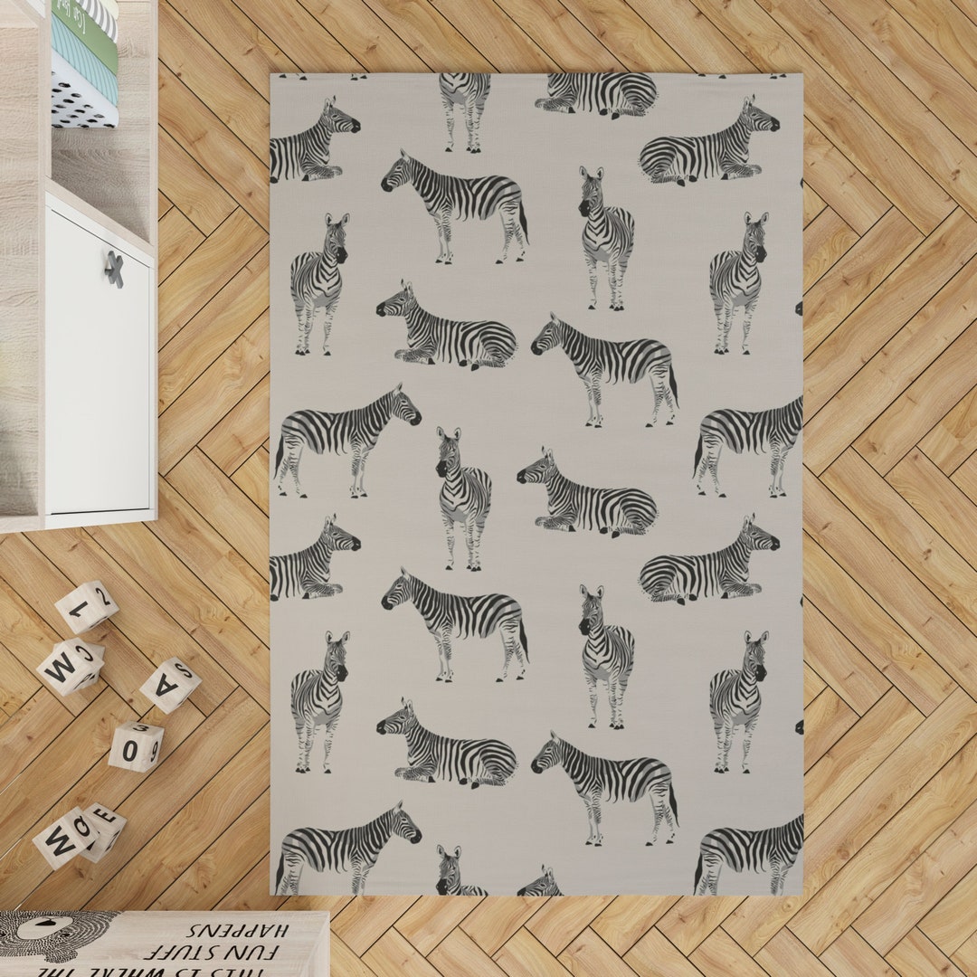 Zebra Nursery Rug, Jungle Animal Rug, Zebra Carpet, Jungle Theme ...