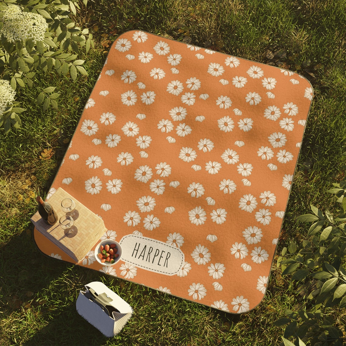 Personalized Aesthetic Boho Flower Picnic Blanket Waterproof, Daisy ...