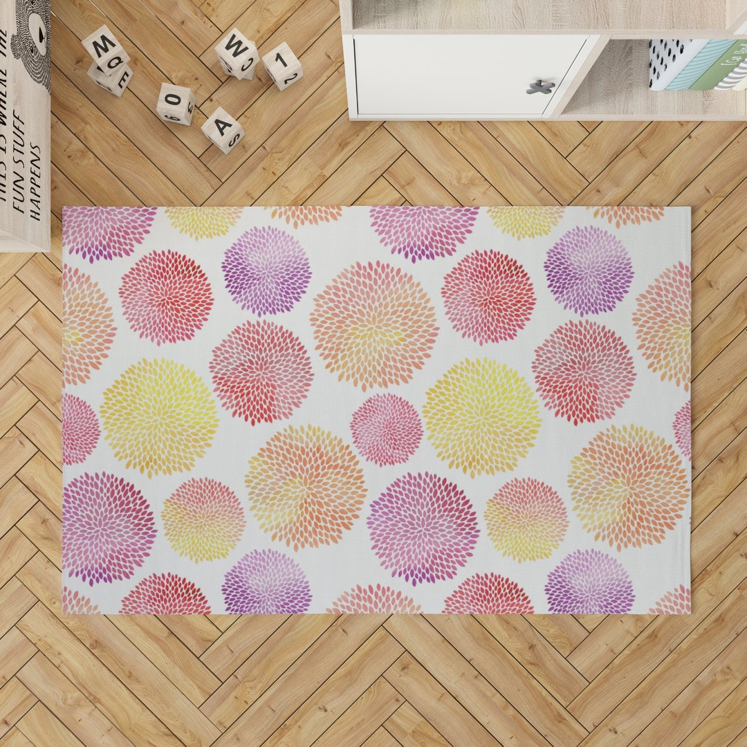 Aesthetic Pink Flower Rug, Nursery Rug Girls, Abstract Flower Rug ...