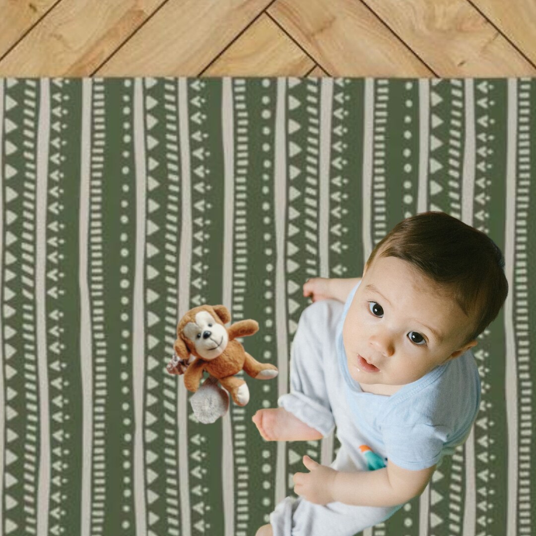 Jungle Forest Nursery Rug, Green Rug for Kids Room, Safari Woodland ...