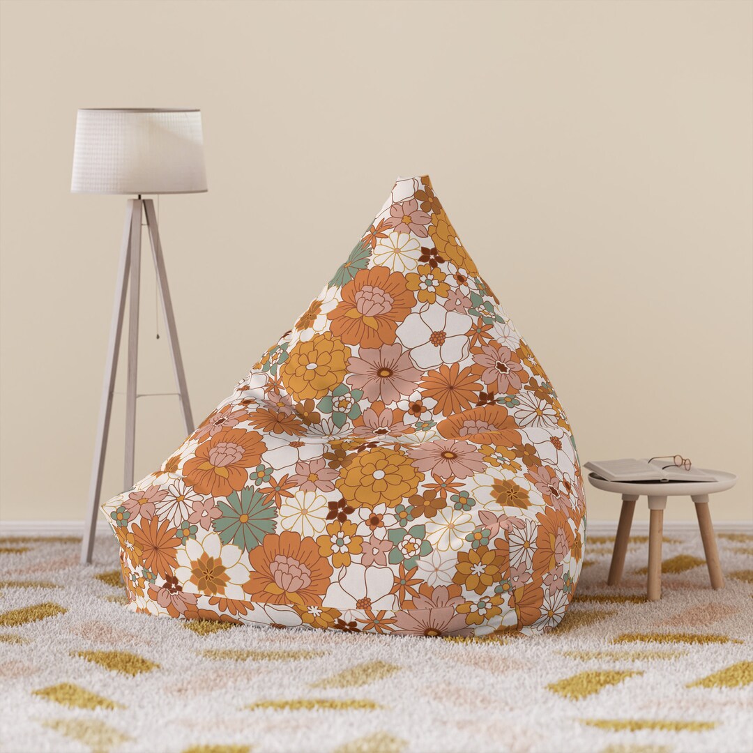 Orange Groovy Boho Floral Girls Bean Bag Chair Cover Bean Bag - Etsy