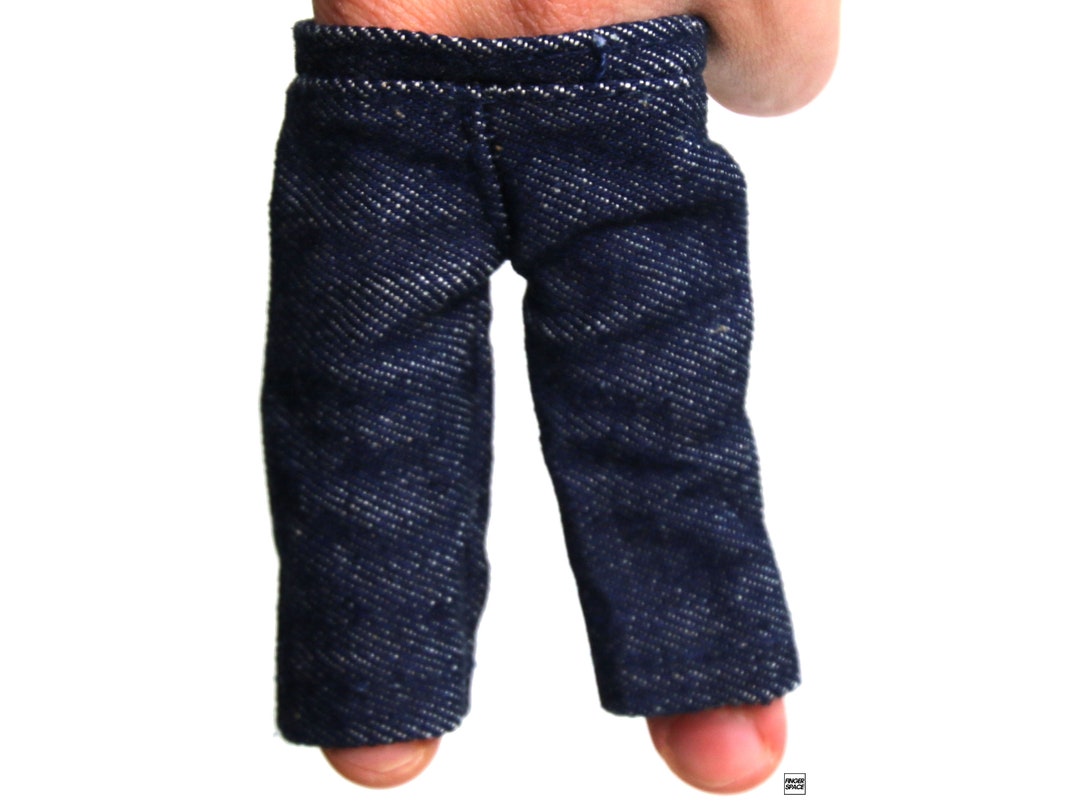 The "denim Blues" Leather Miniature Finger Pants for Fingerboarding and ...