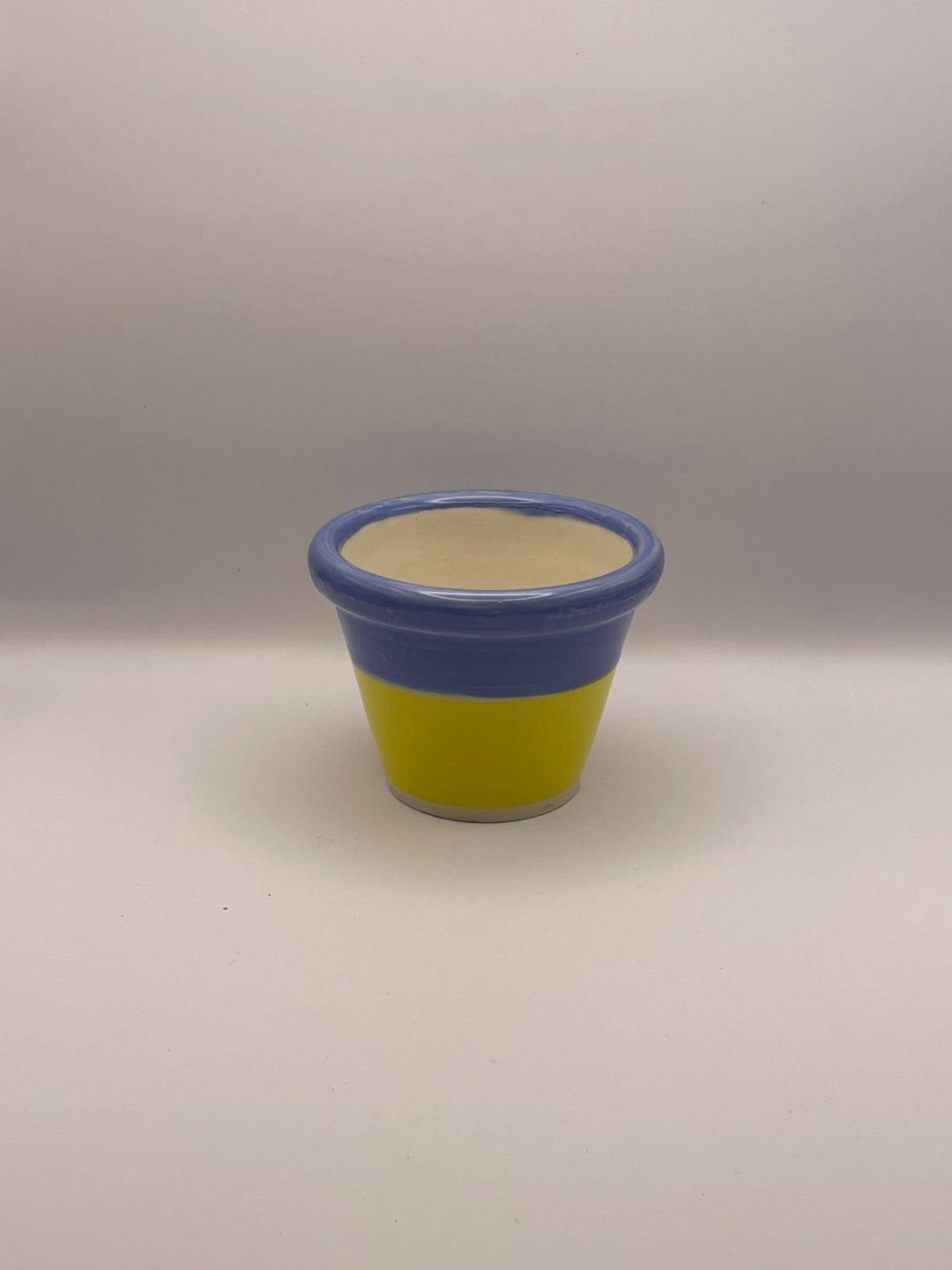 Small Blue and Yellow Planter - Etsy