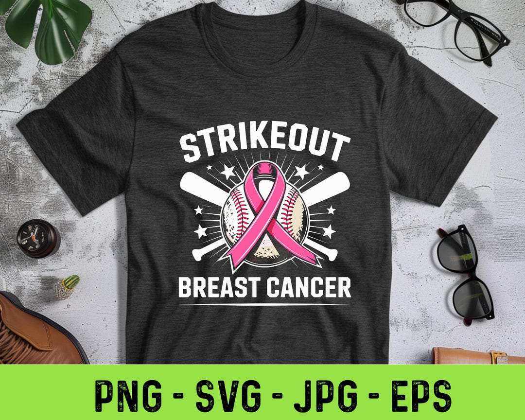 Strikeout Breast Cancer SVG PNG | Pink Ribbon Baseball Awareness ...