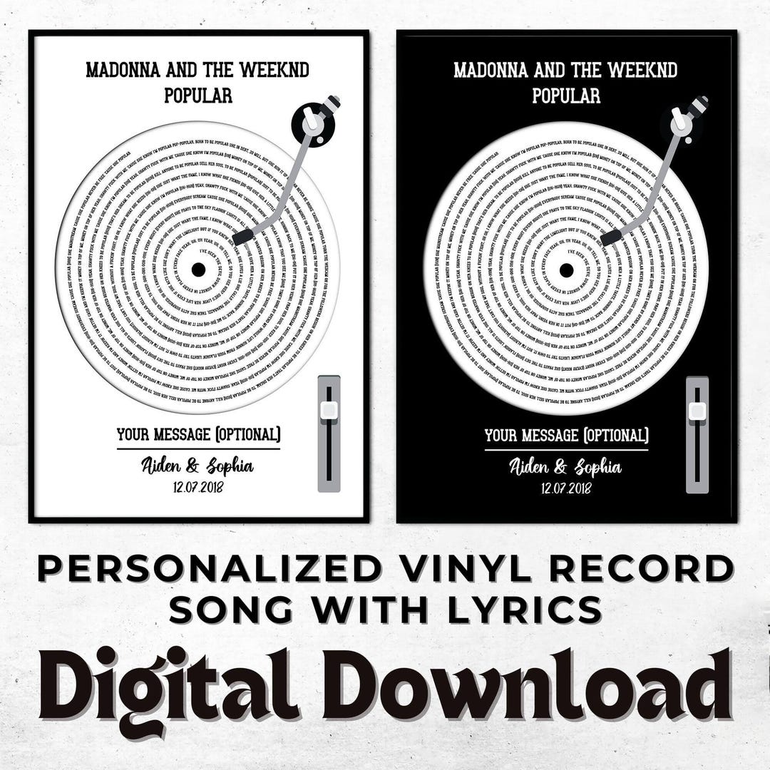 Personalized Vinyl Record Song Lyrics Print, Wedding Anniversary Gift ...