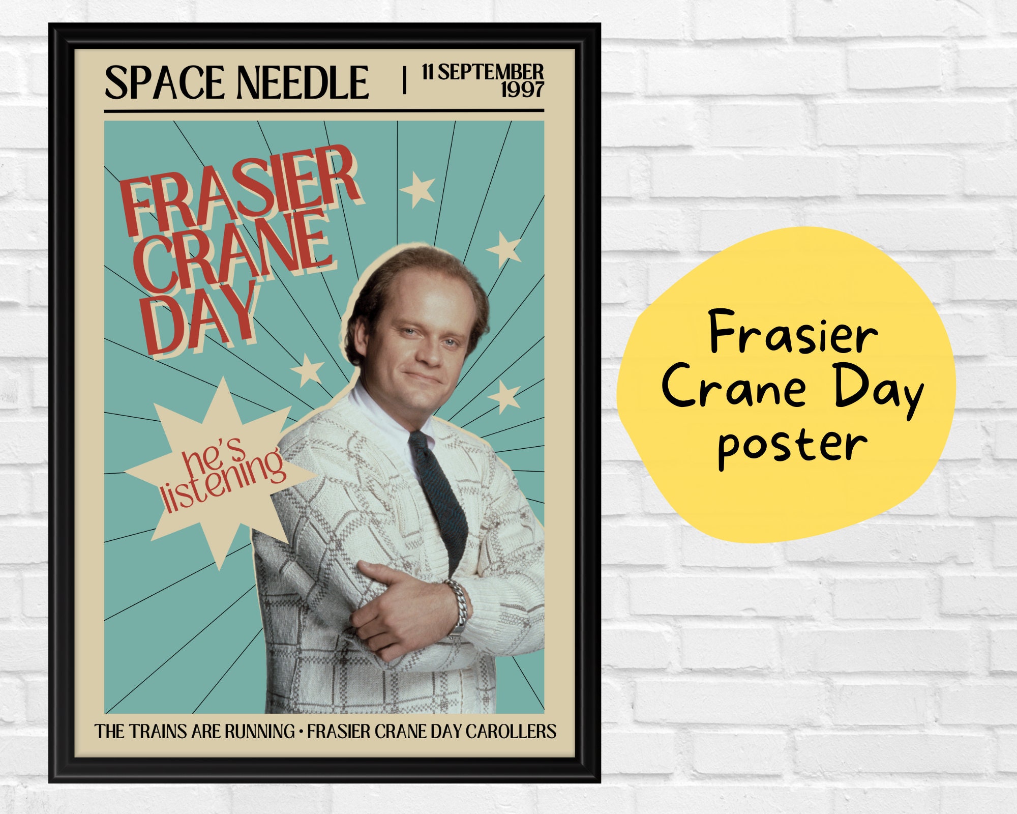 Frasier Crane Day Poster | Retro Sitcom Art Print - Etsy