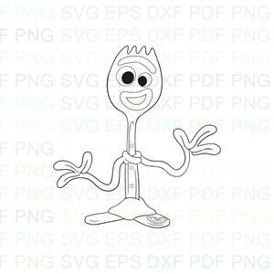 Vector Cricut Cutting file Forky Scary Outline Toy Story Svg Dxf Eps ...