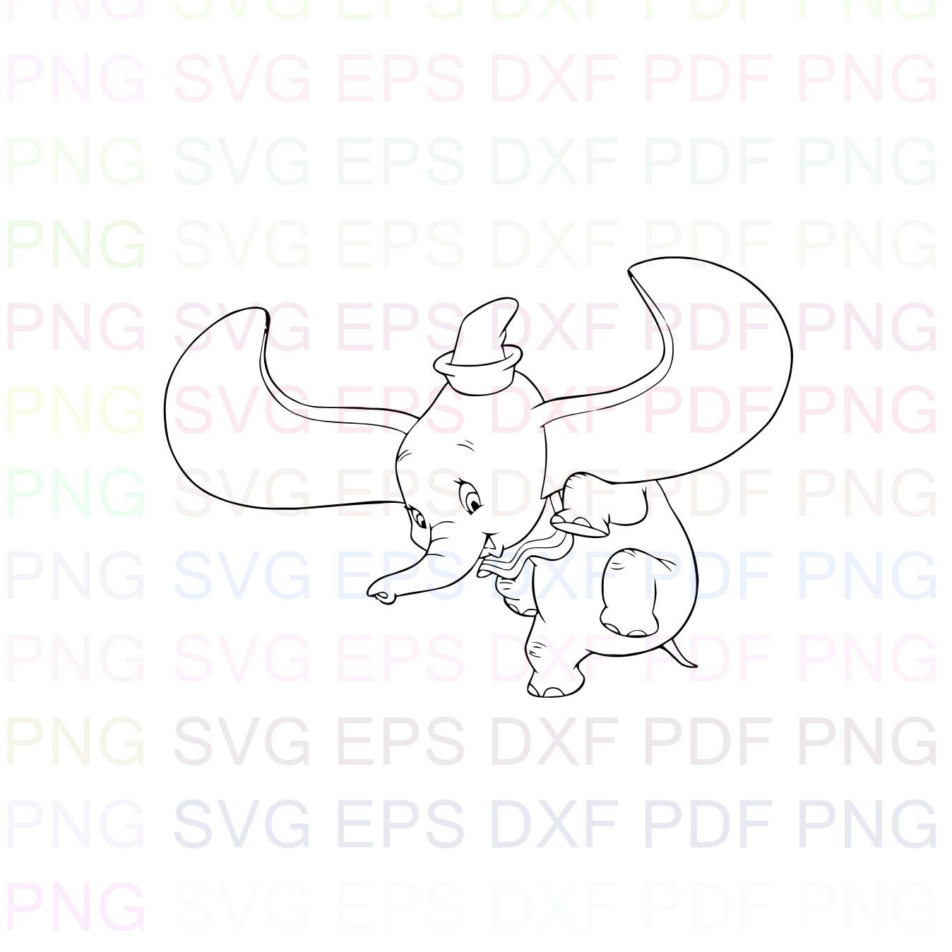 Dumbo Flying Elephant 3 Svg Dxf Eps Pdf Png Cutting file Vector Clipart ...