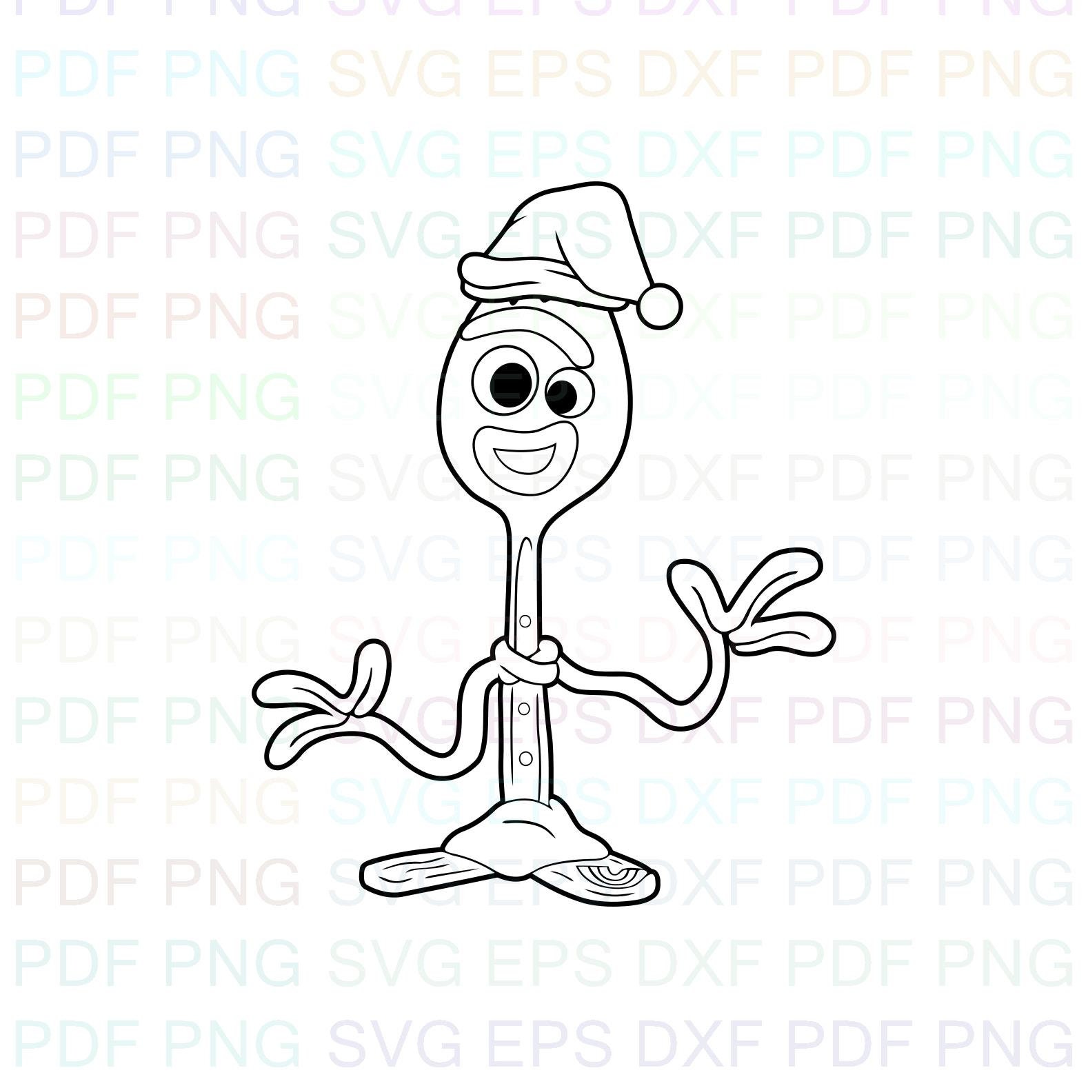 Vector Cricut Cutting file Forky Scary Outline Toy Story Svg Dxf Eps ...