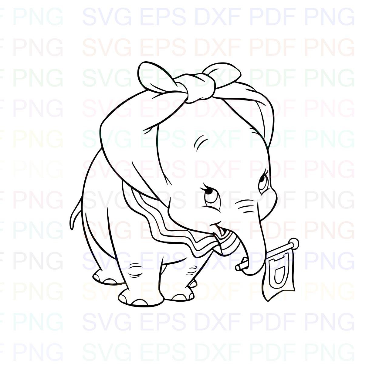 Dumbo Flying Elephant 3 Svg Dxf Eps Pdf Png Cutting file Vector Clipart ...