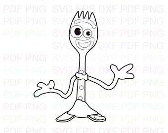 Vector Cricut Cutting file Forky Scary Outline Toy Story Svg Dxf Eps ...