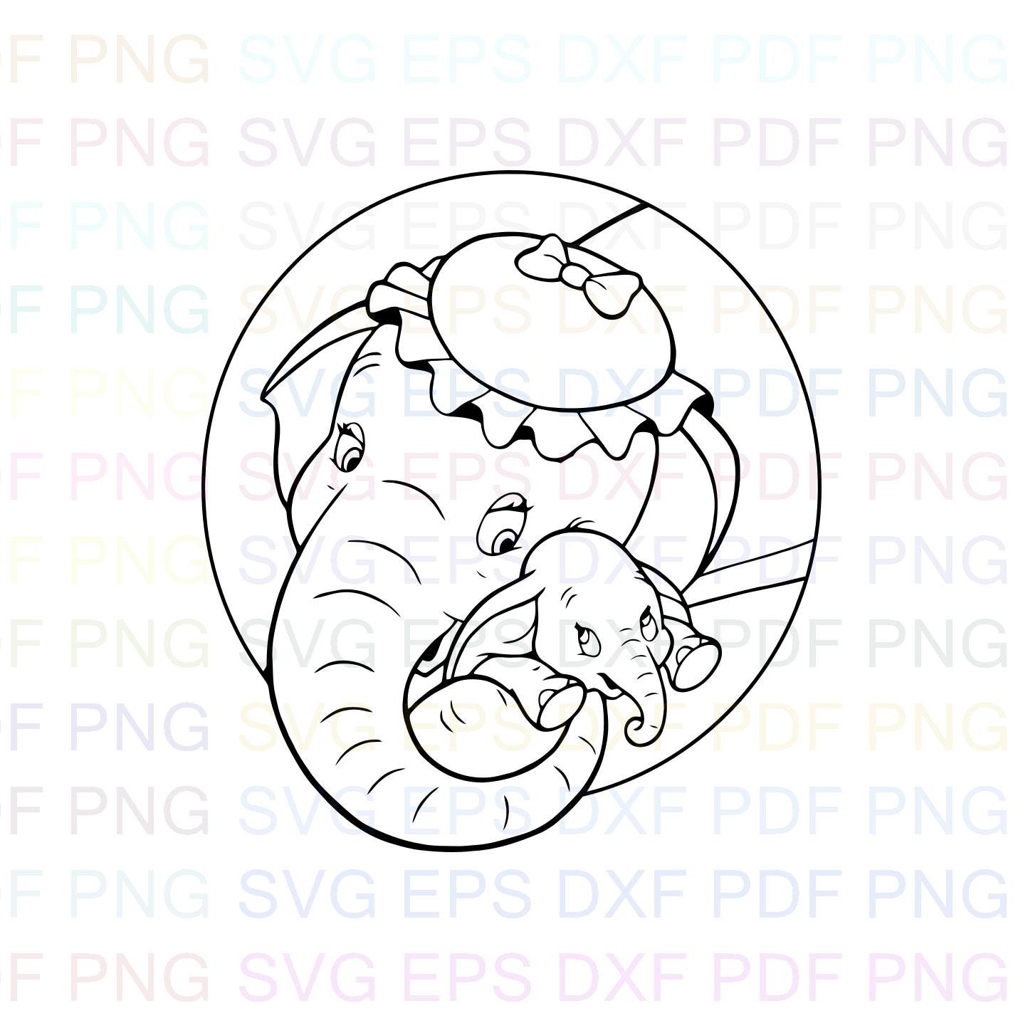 Jumbo Mother Dumbo Elephant Svg Dxf Eps Pdf Png Clipart Cutting file Cricut Vector Clip Art ...