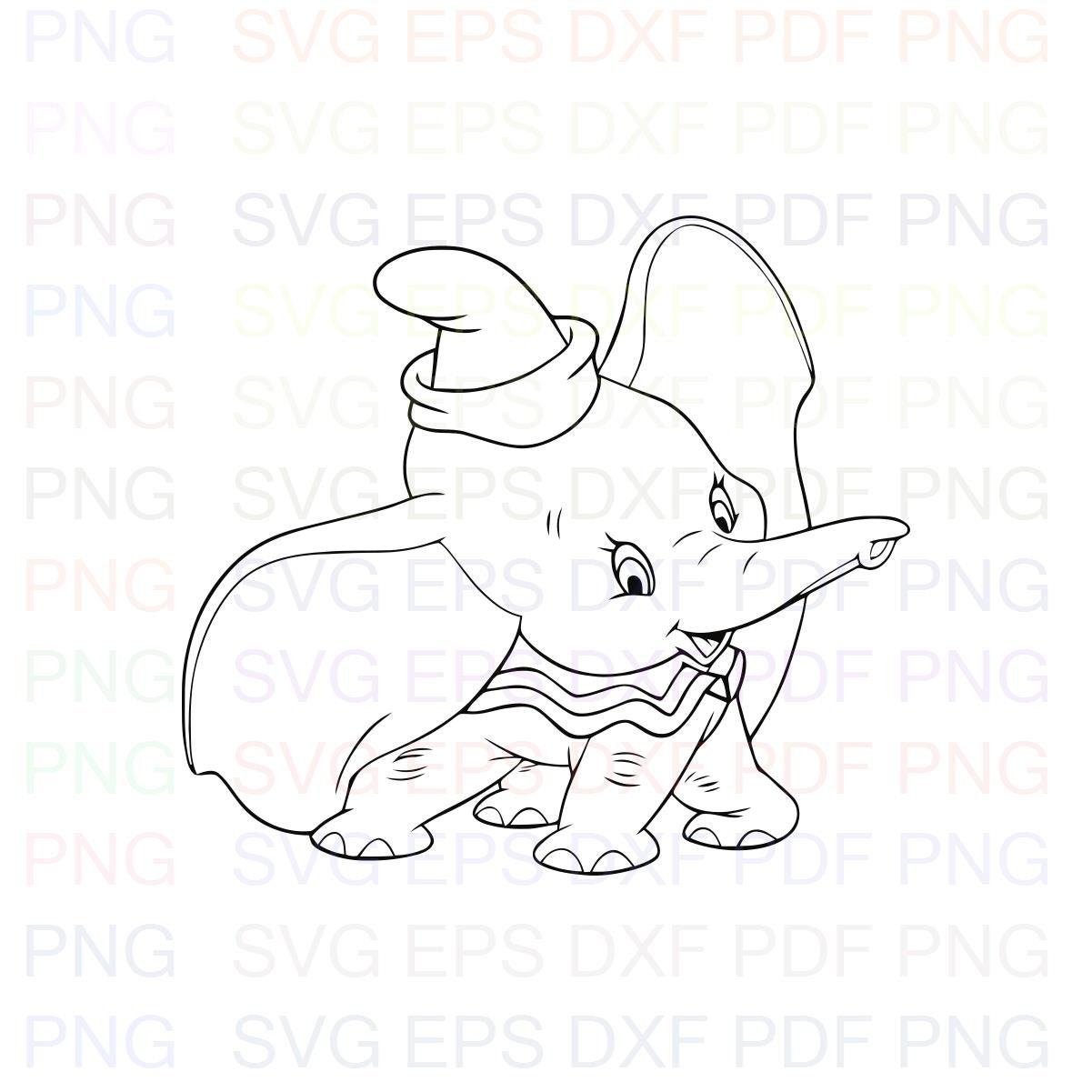 Dumbo Flying Elephant 3 Svg Dxf Eps Pdf Png Cutting file Vector Clipart ...