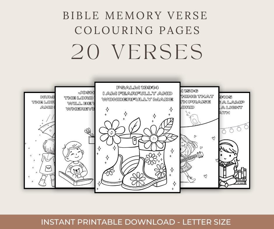 Bible Verse Coloring Pages for Kids: Christian Activity (PDF) - Etsy