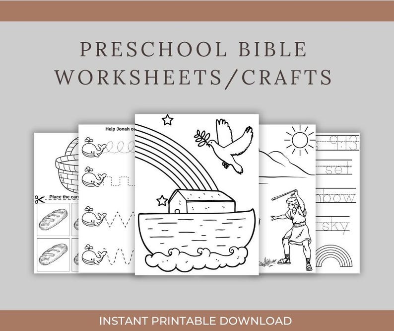 Kids Bible Worksheets: Fun Bible Activity & Crafts (digital Download ...