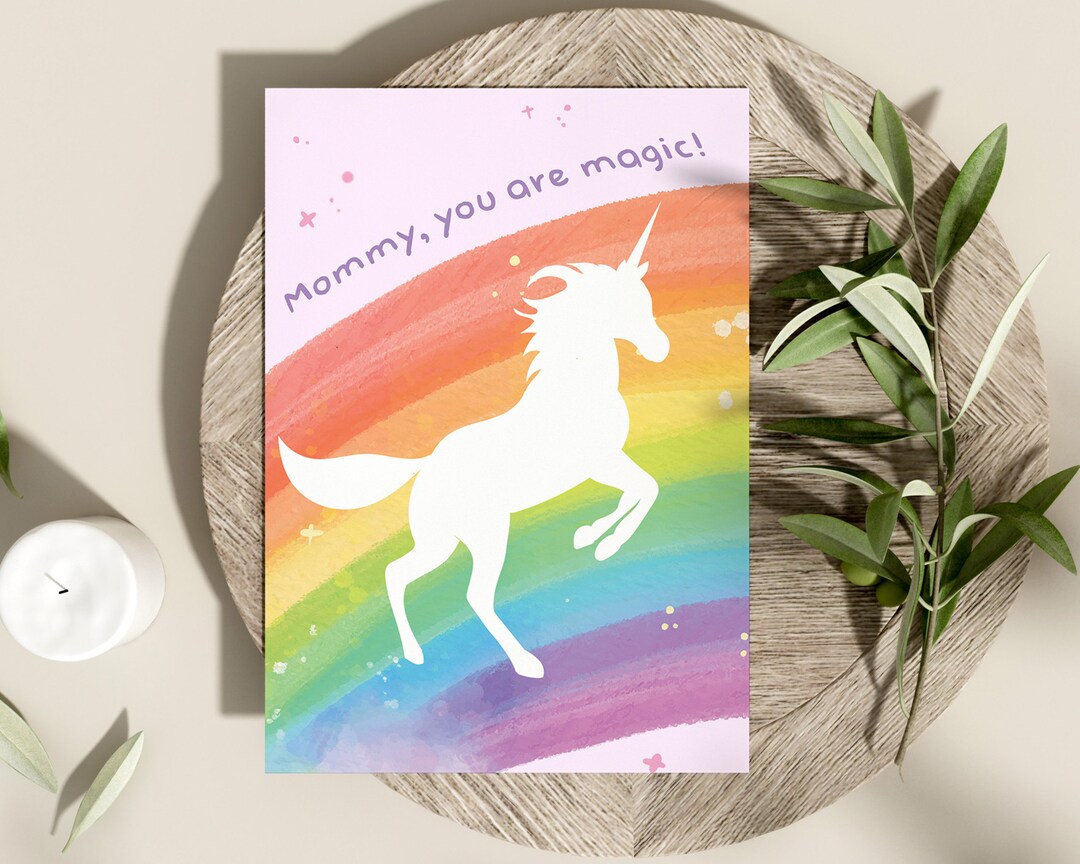 Rainbow Unicorn Digital Card Mother's Day Card Printable - Etsy