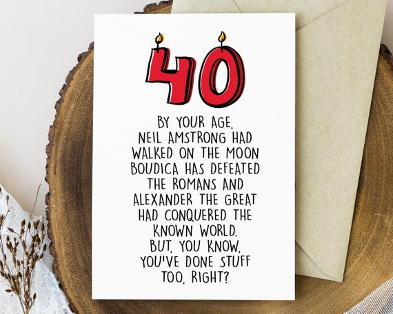 Funny 40th Birthday Card Printable 40th Birthday Gift For Men Etsy