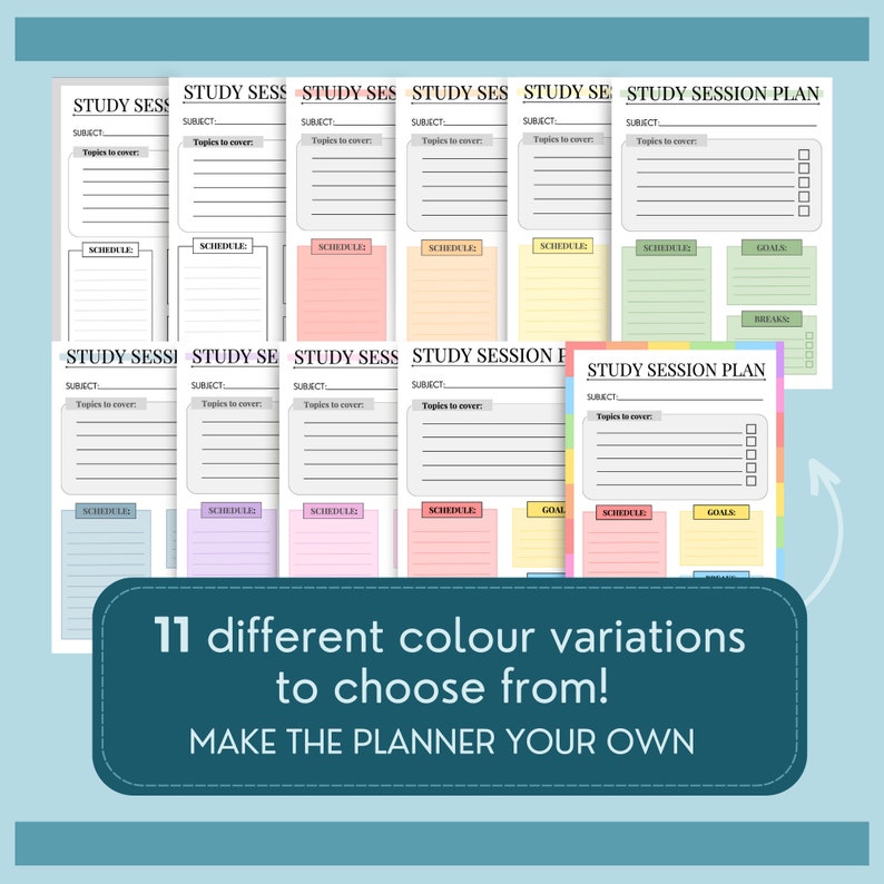 Study and Revision Planner, Schedule Tips Productivity Planner ...