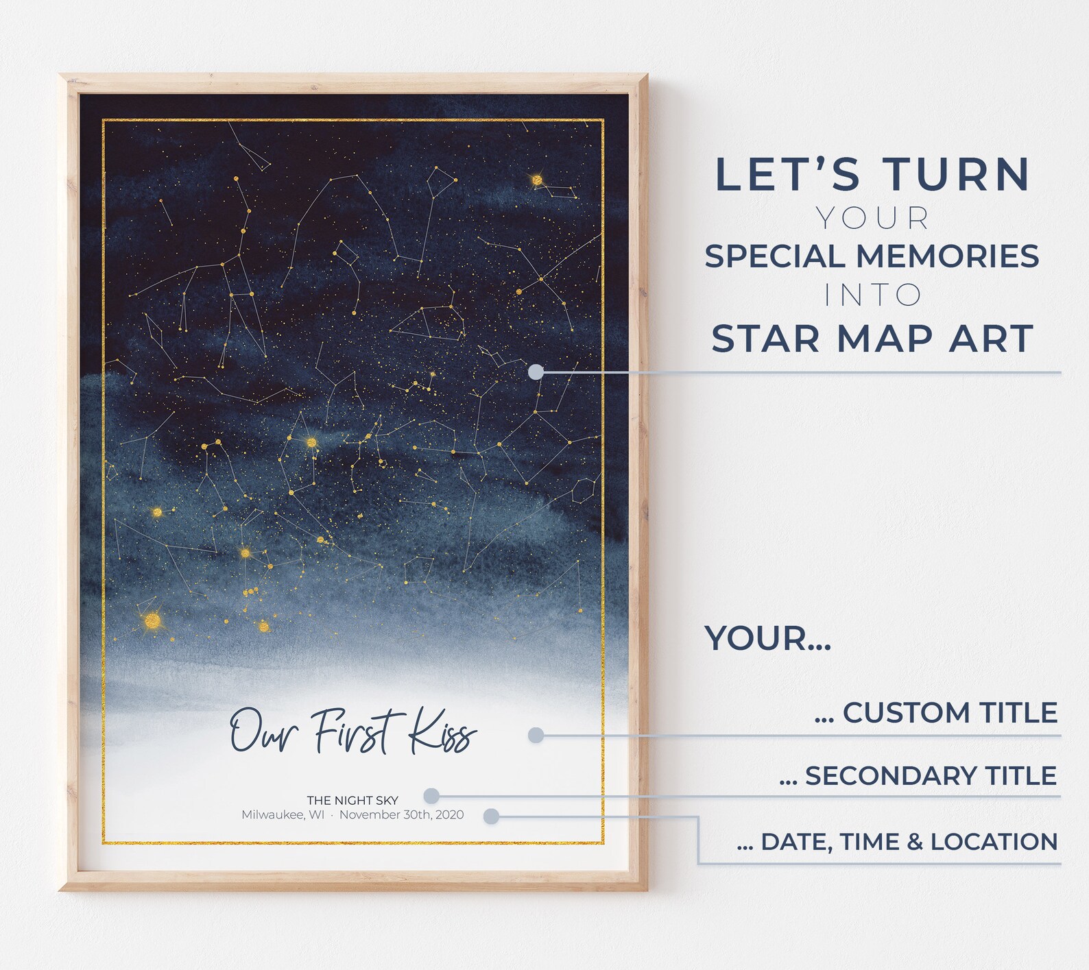 Carte des étoiles personnalisée par date, carte des constellations ...