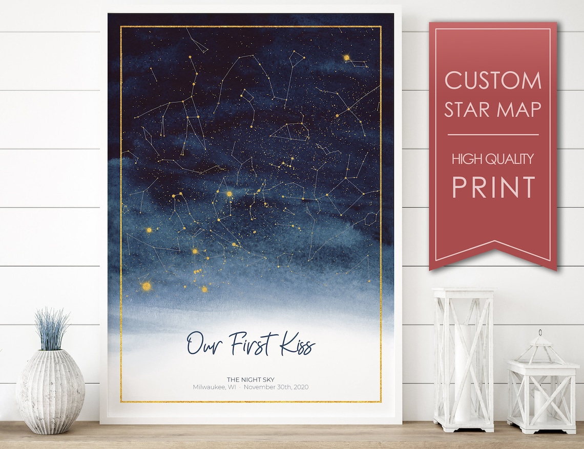 Carte des étoiles personnalisée par date carte des - Etsy France