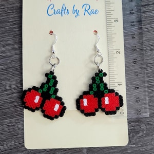 Cherry Perler Bead Earrings - Etsy